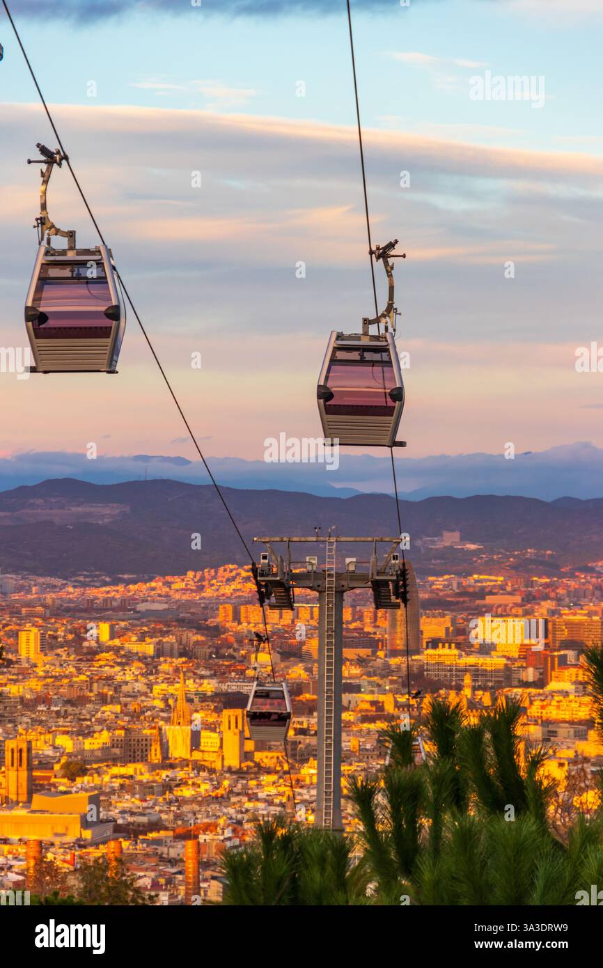 Montjuic Cable Car (Teleferic de Montjuic) in Barcelona, Spain Stock ...