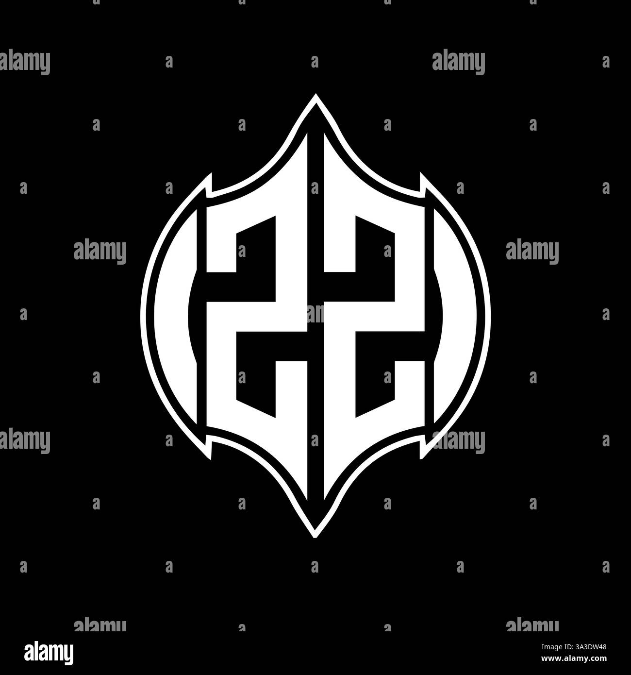 ZZ Unique modern flat abstract geometric initials vector letter logo ...