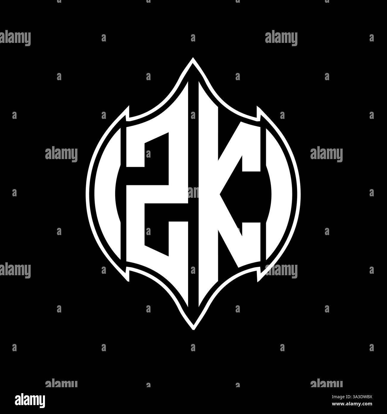 ZK Unique modern flat abstract geometric initials vector letter logo ...