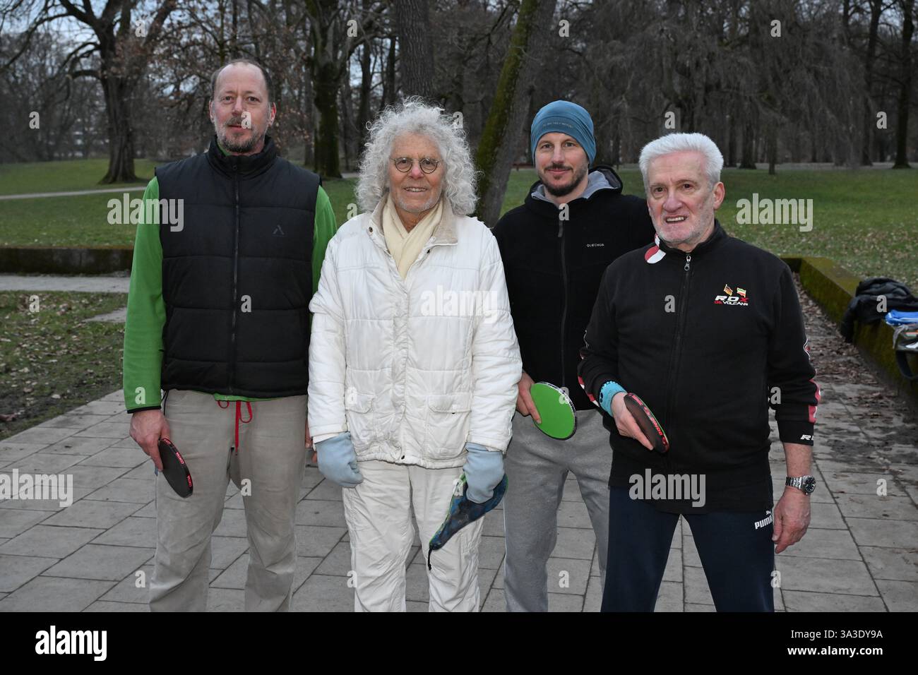 Munich, Germany. 14th Mar, 2025. Rainer Langhans (2nd from left) stands ...