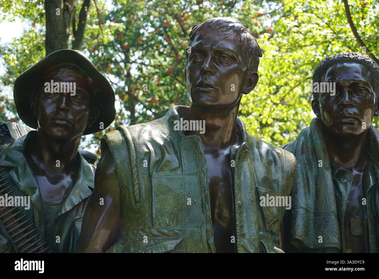 Close up of the Three Servicemen American soldier bronze statue by the Vietnam Veterans Memorial ...