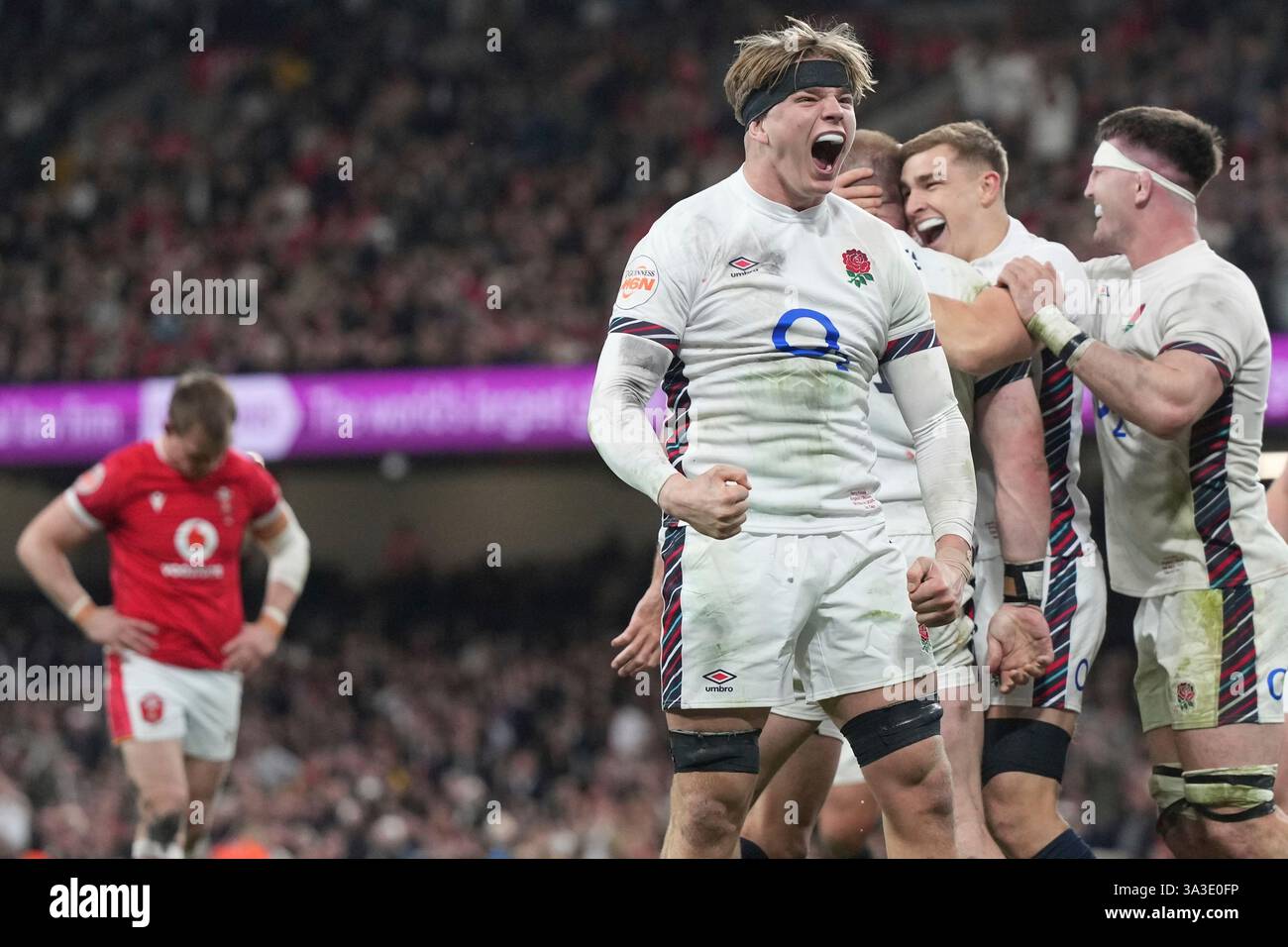 England's Henry Pollock celebrates after England's Joe Heyes scored a ...