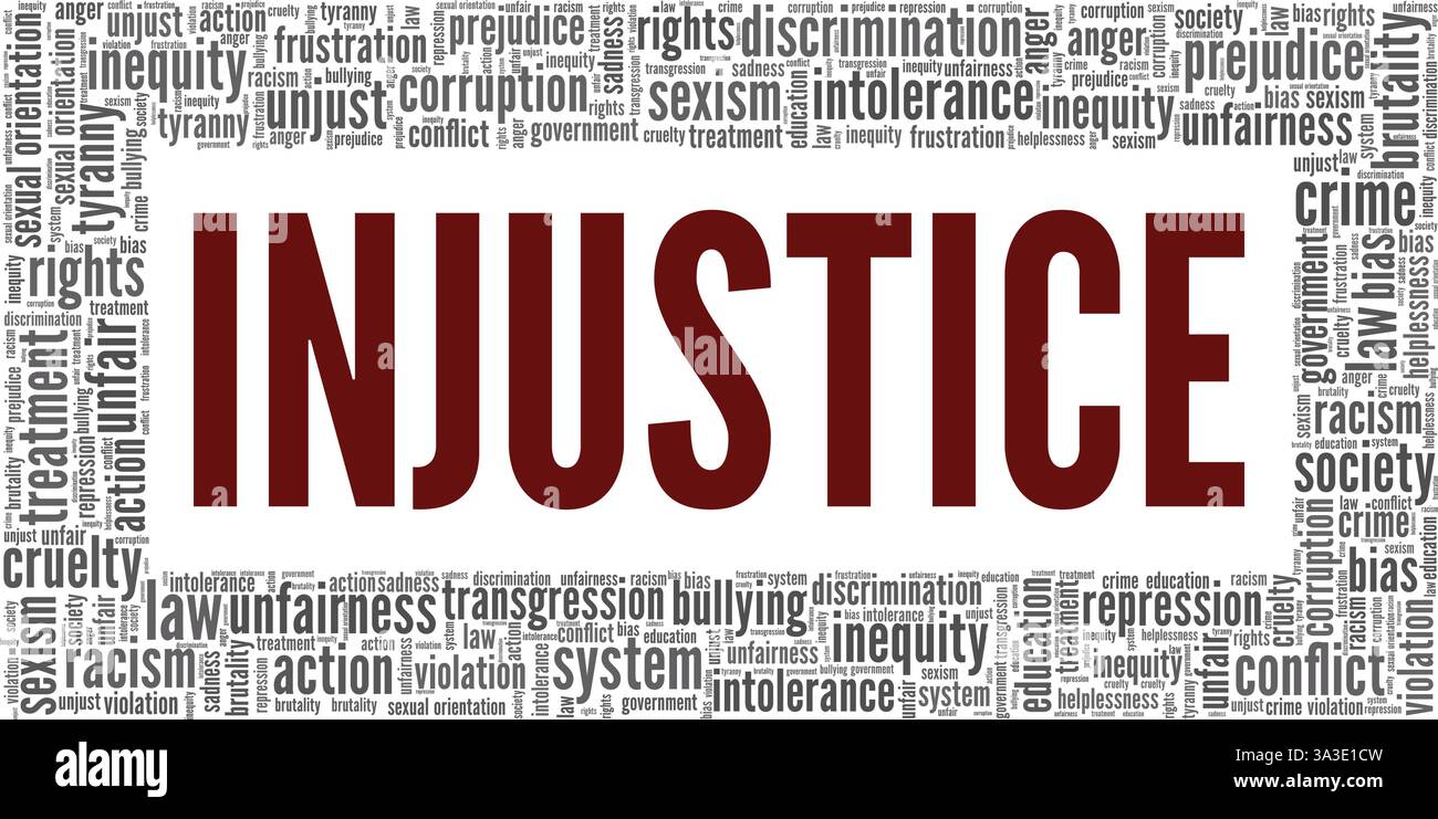 Injustice vector illustration word cloud isolated on a white background ...