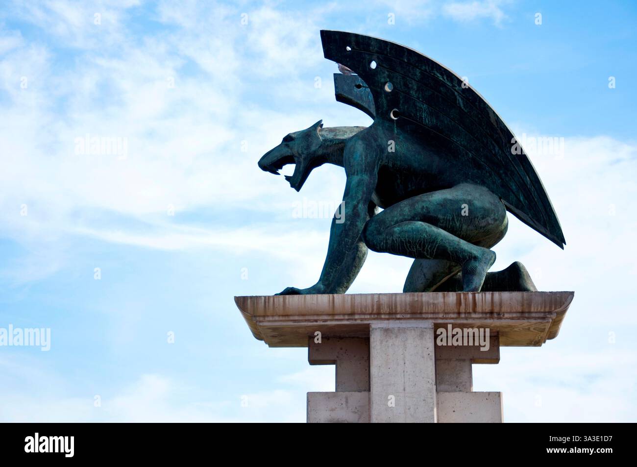 Winged demon, Demonnio alado, sculpture designed by artist Salvador ...