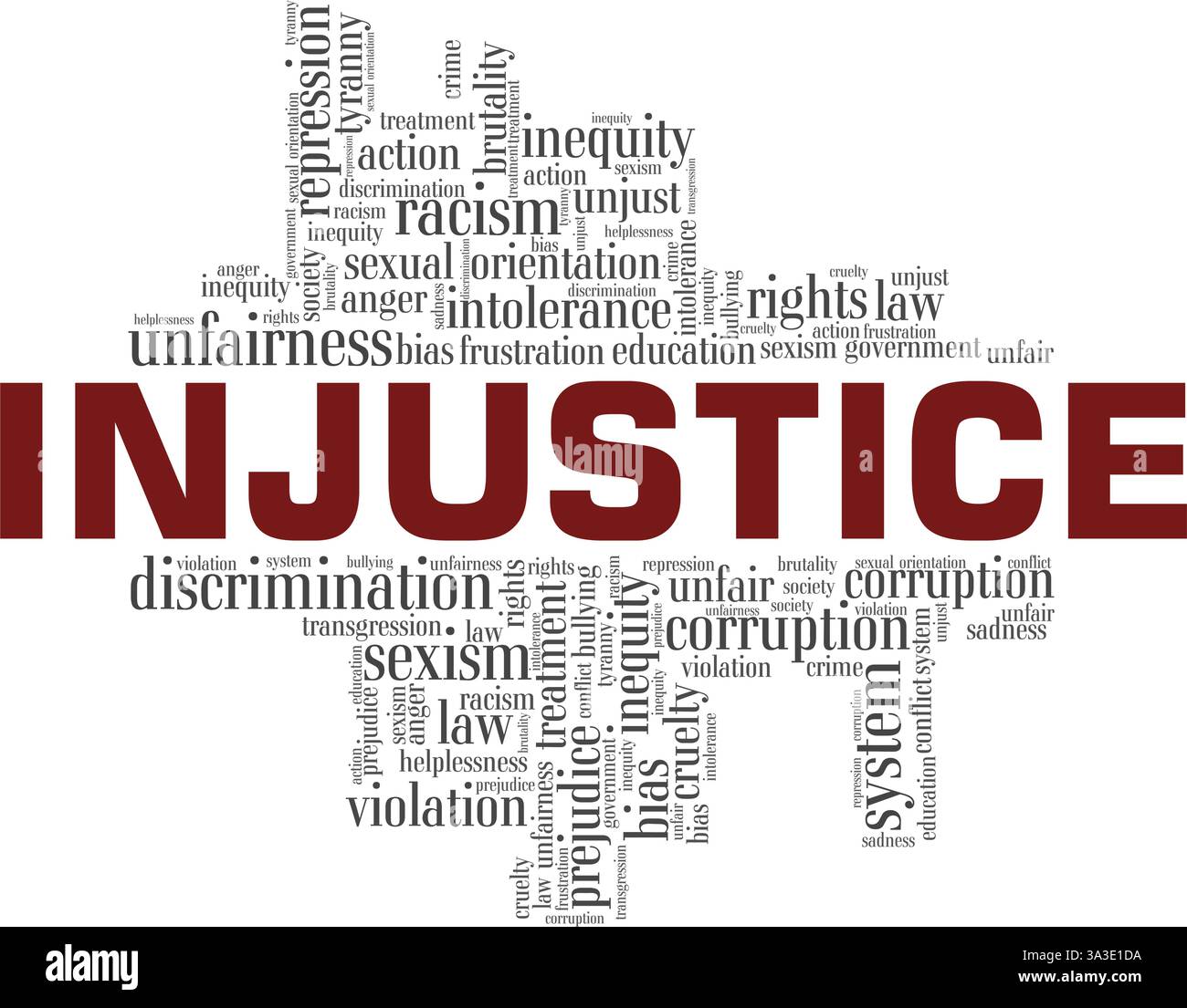 Injustice vector illustration word cloud isolated on a white background ...