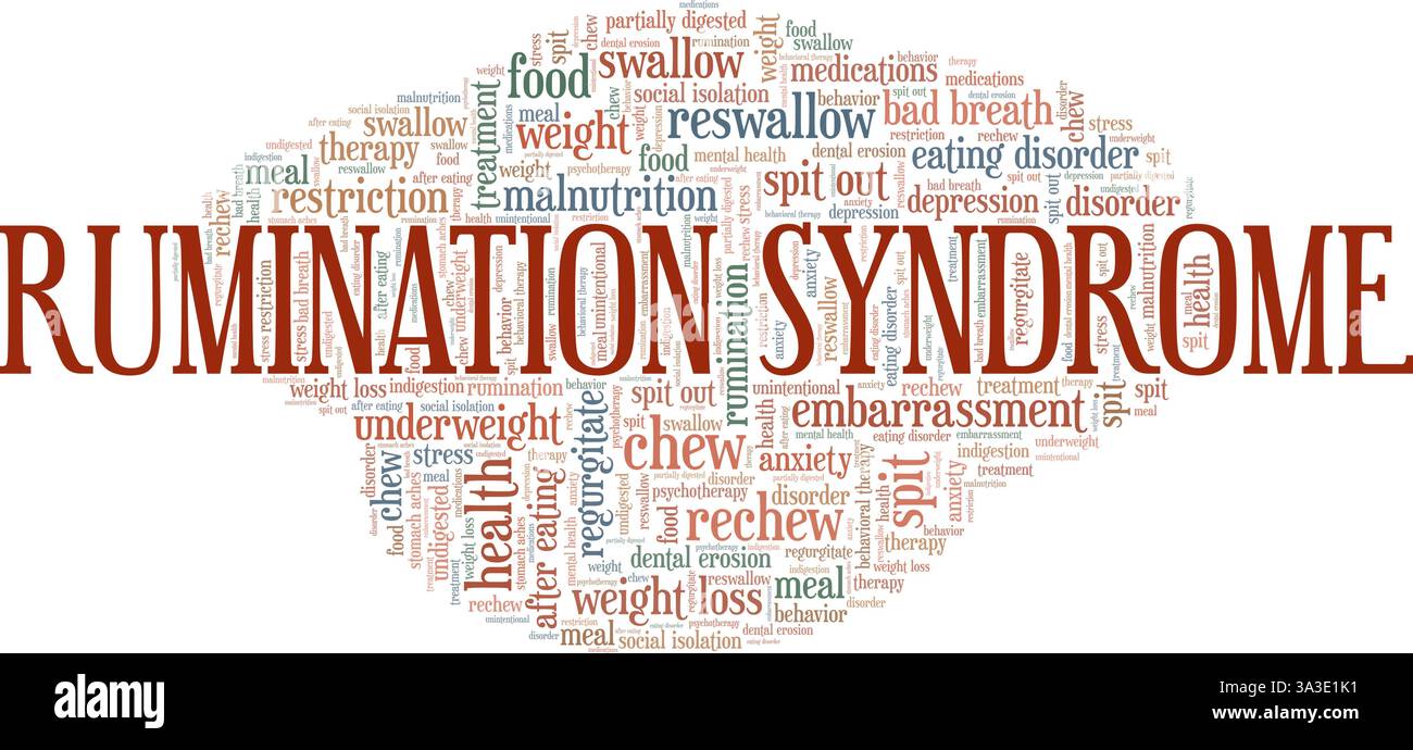 Rumination Syndrome vector illustration word cloud isolated on a white ...
