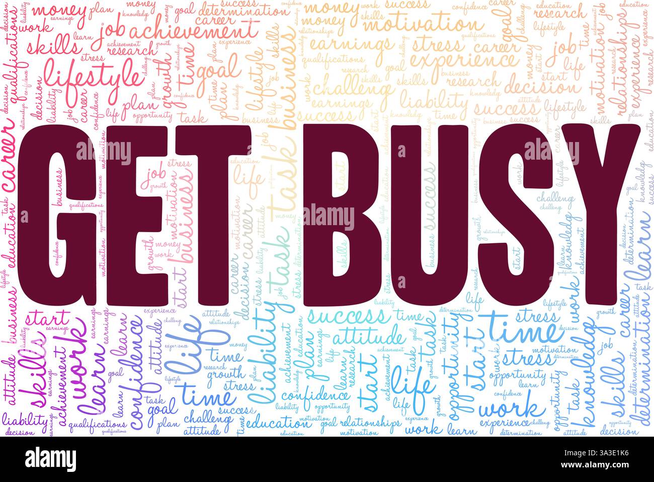 Get Busy vector illustration word cloud isolated on a white background ...