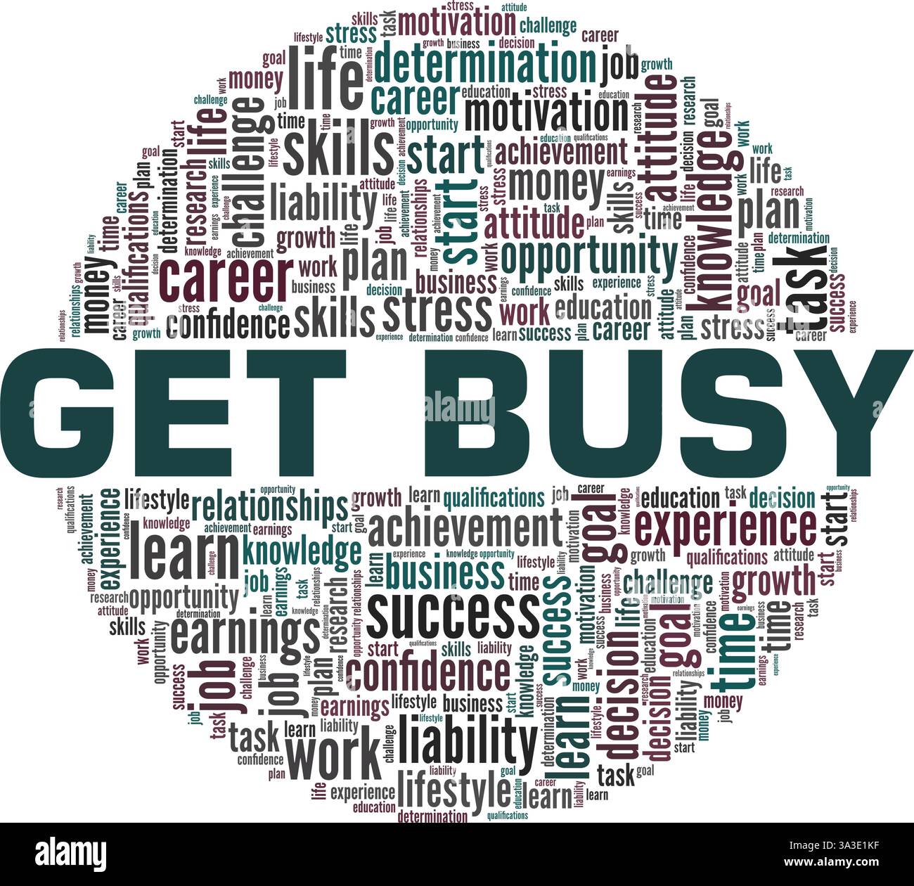Get Busy vector illustration word cloud isolated on a white background ...