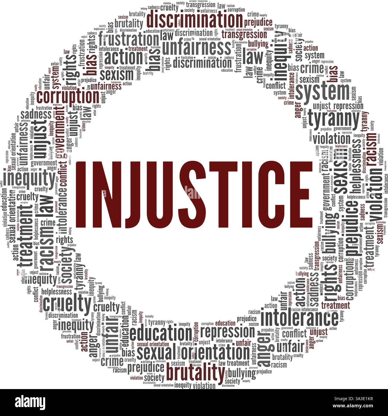 Injustice vector illustration word cloud isolated on a white background ...