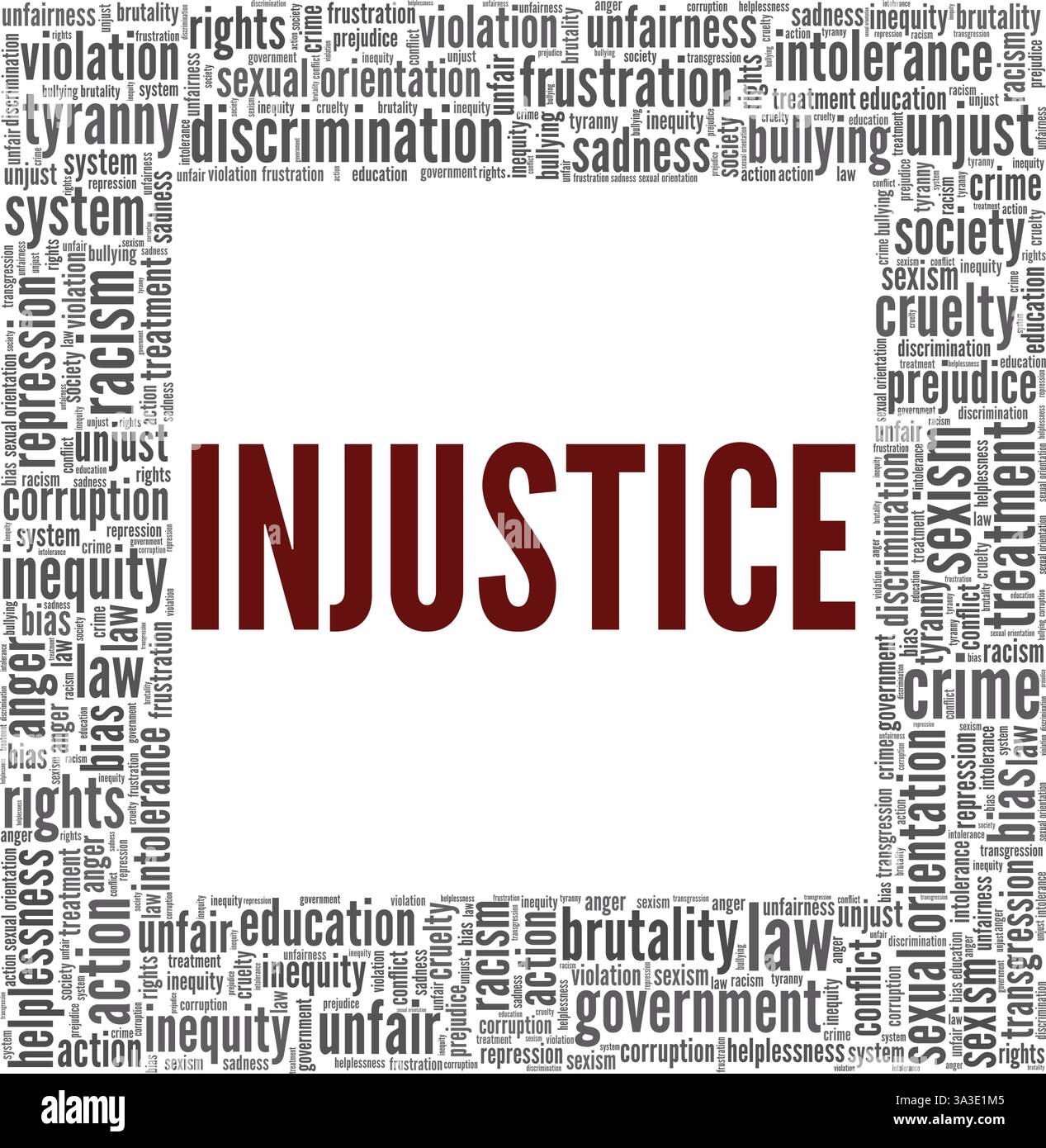 Injustice vector illustration word cloud isolated on a white background ...
