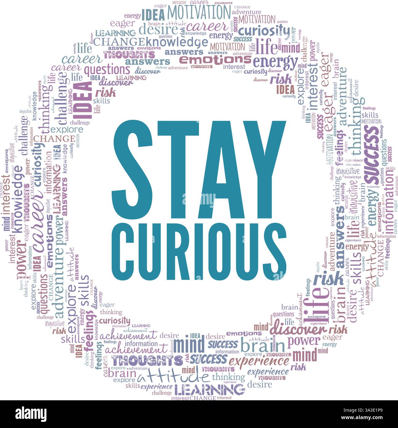 Stay Curious vector illustration word cloud isolated on a white ...