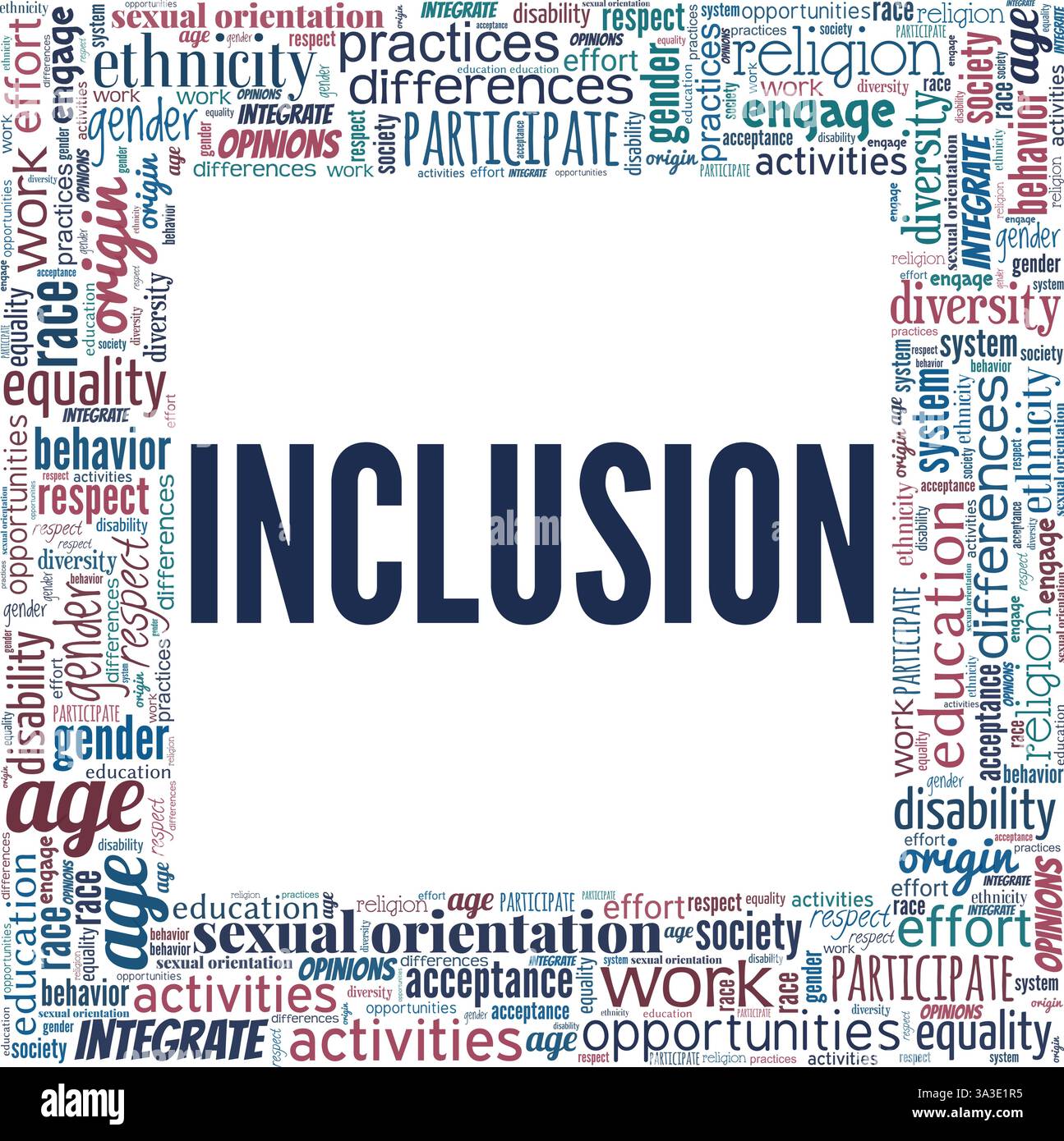Inclusion vector illustration word cloud isolated on a white background ...