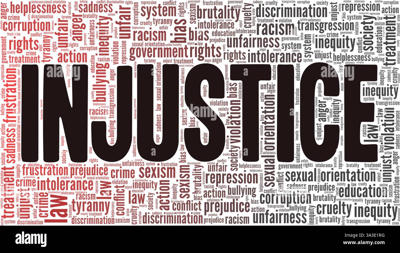 Injustice vector illustration word cloud isolated on a white background ...