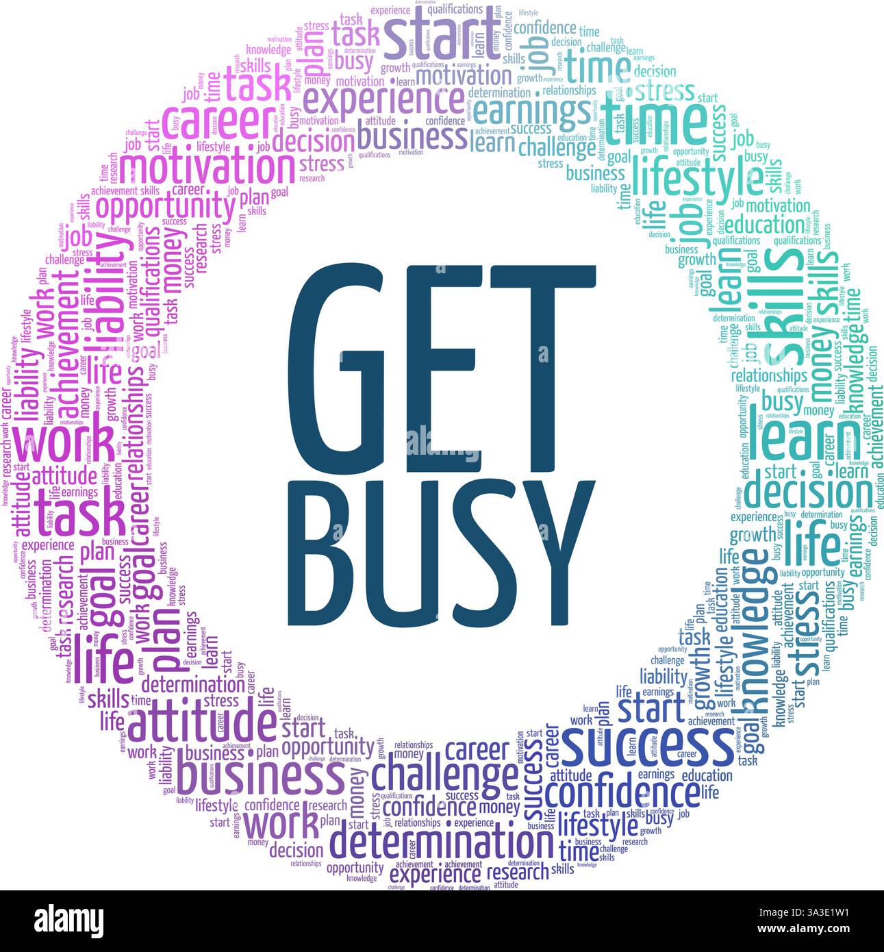 Get Busy vector illustration word cloud isolated on a white background ...
