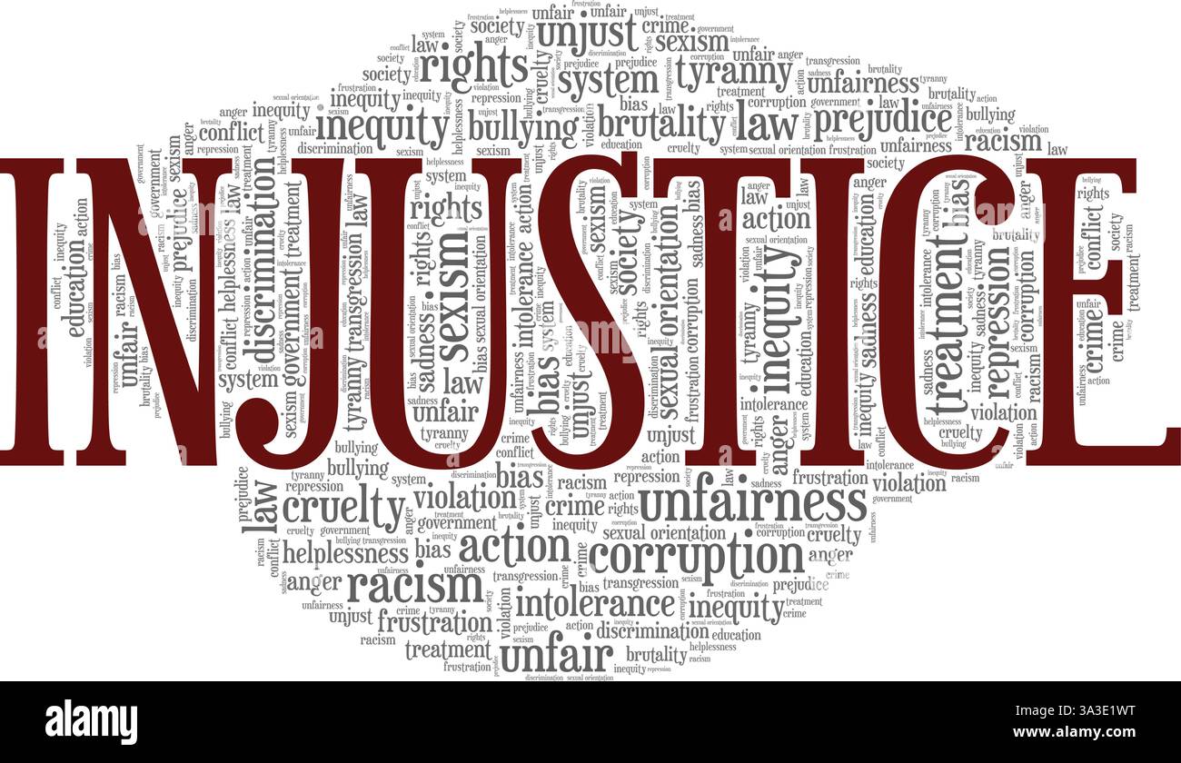 Injustice vector illustration word cloud isolated on a white background ...