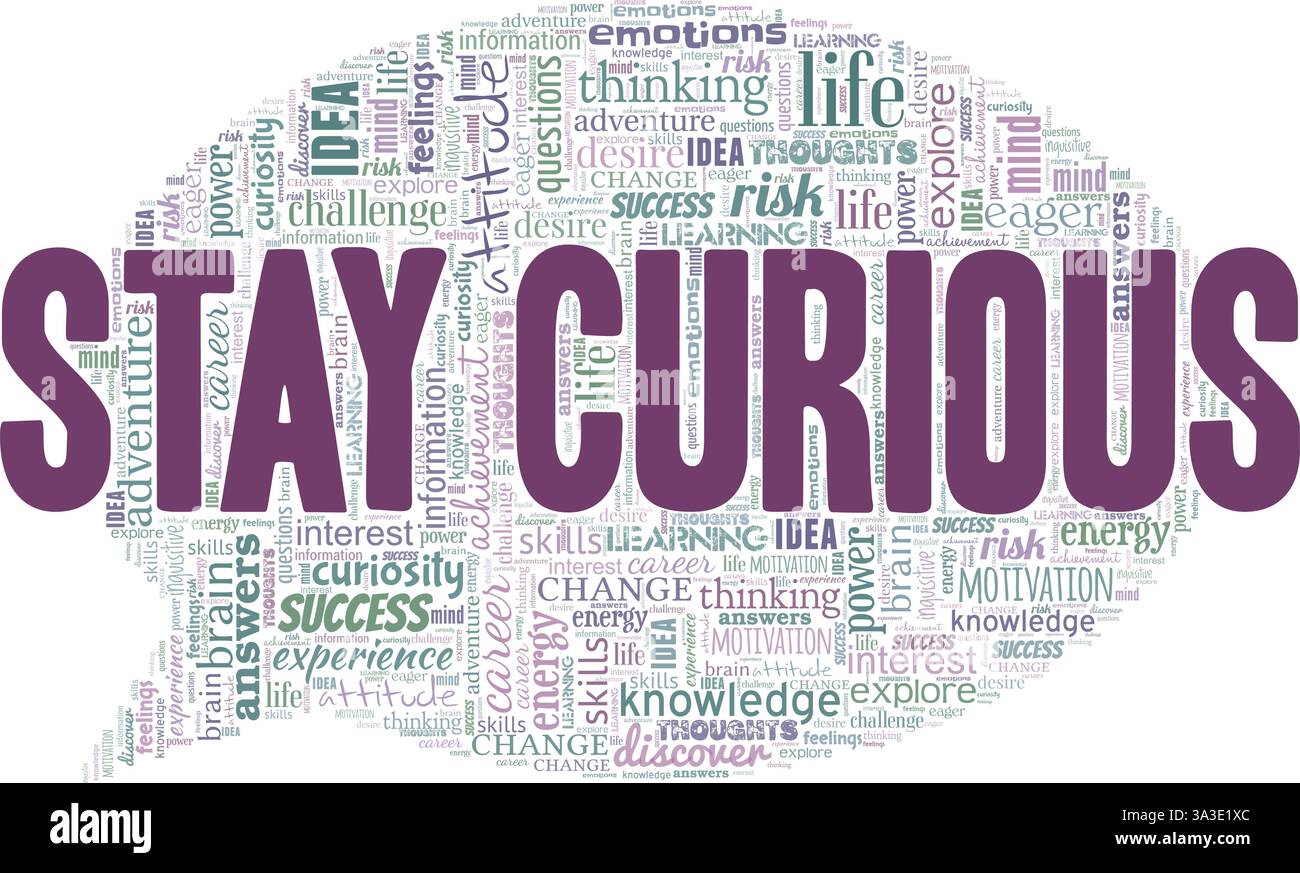 Stay Curious vector illustration word cloud isolated on a white background Stock Vector Image ...