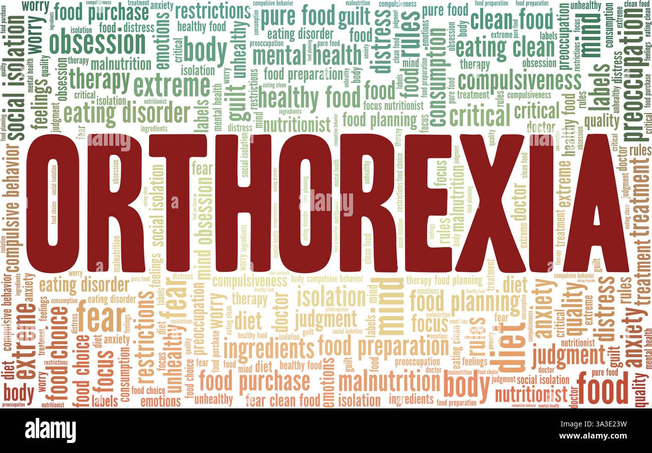 Orthorexia Nervosa vector illustration word cloud isolated on a white ...