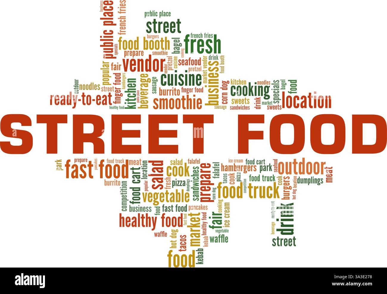 Street Food vector illustration word cloud isolated on a white ...