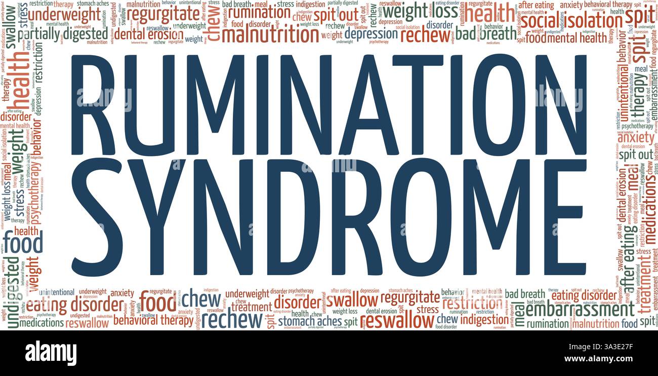 Rumination Syndrome vector illustration word cloud isolated on a white ...