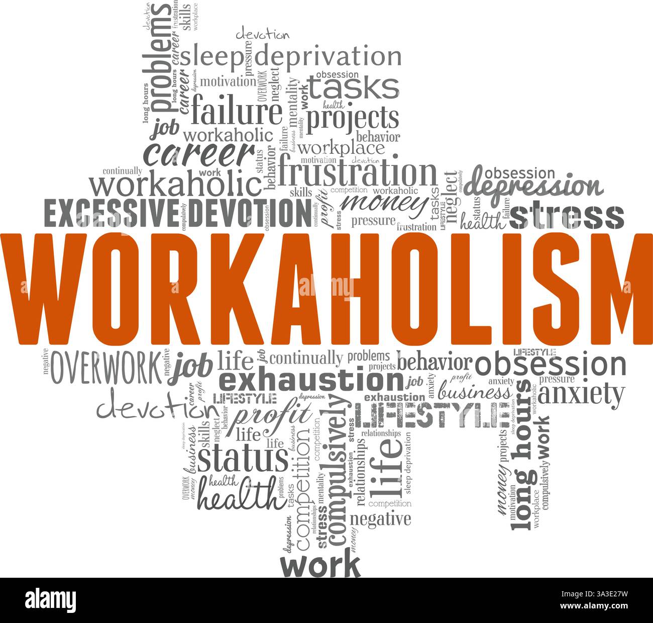 Workaholism vector illustration word cloud isolated on a white ...