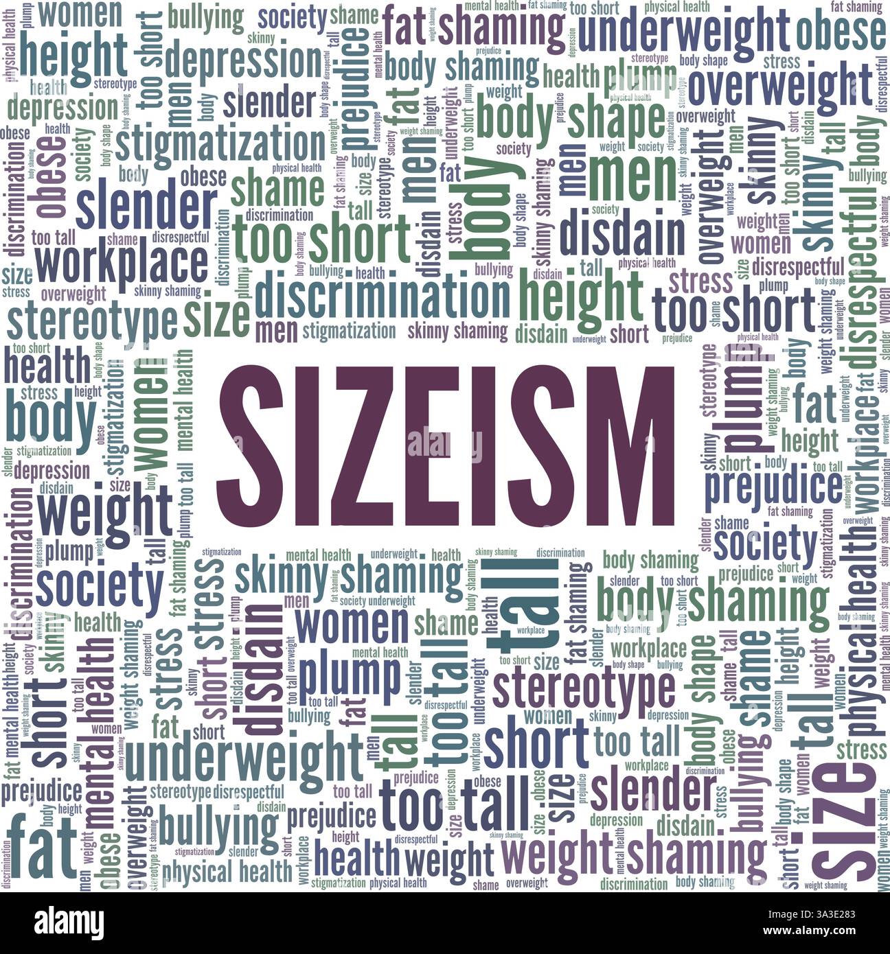 Sizeism vector illustration word cloud isolated on a white background ...