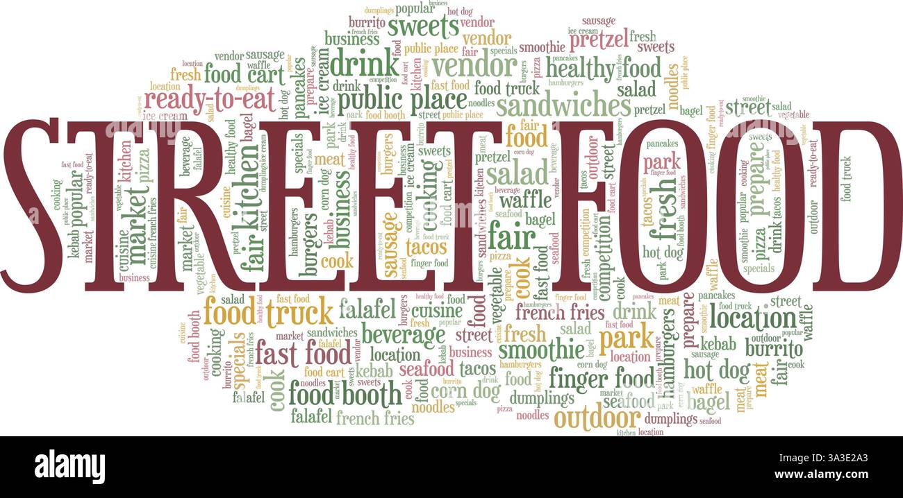 Street Food vector illustration word cloud isolated on a white ...