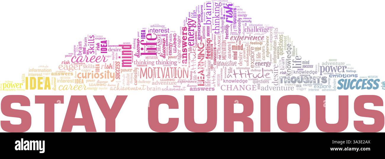 Stay Curious vector illustration word cloud isolated on a white ...