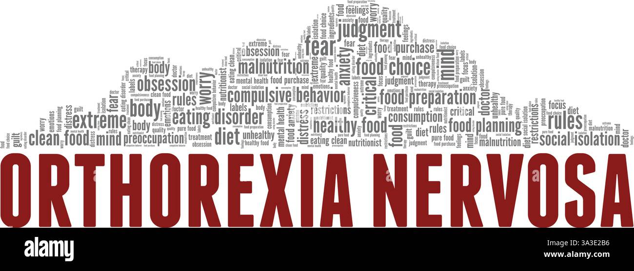 Orthorexia Nervosa vector illustration word cloud isolated on a white ...