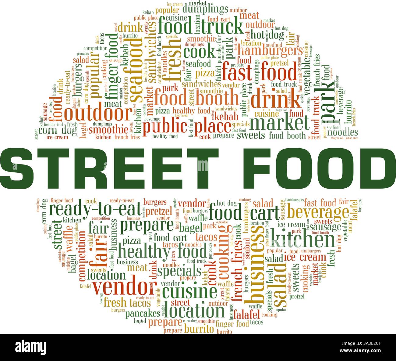 Street Food vector illustration word cloud isolated on a white background Stock Vector Image ...