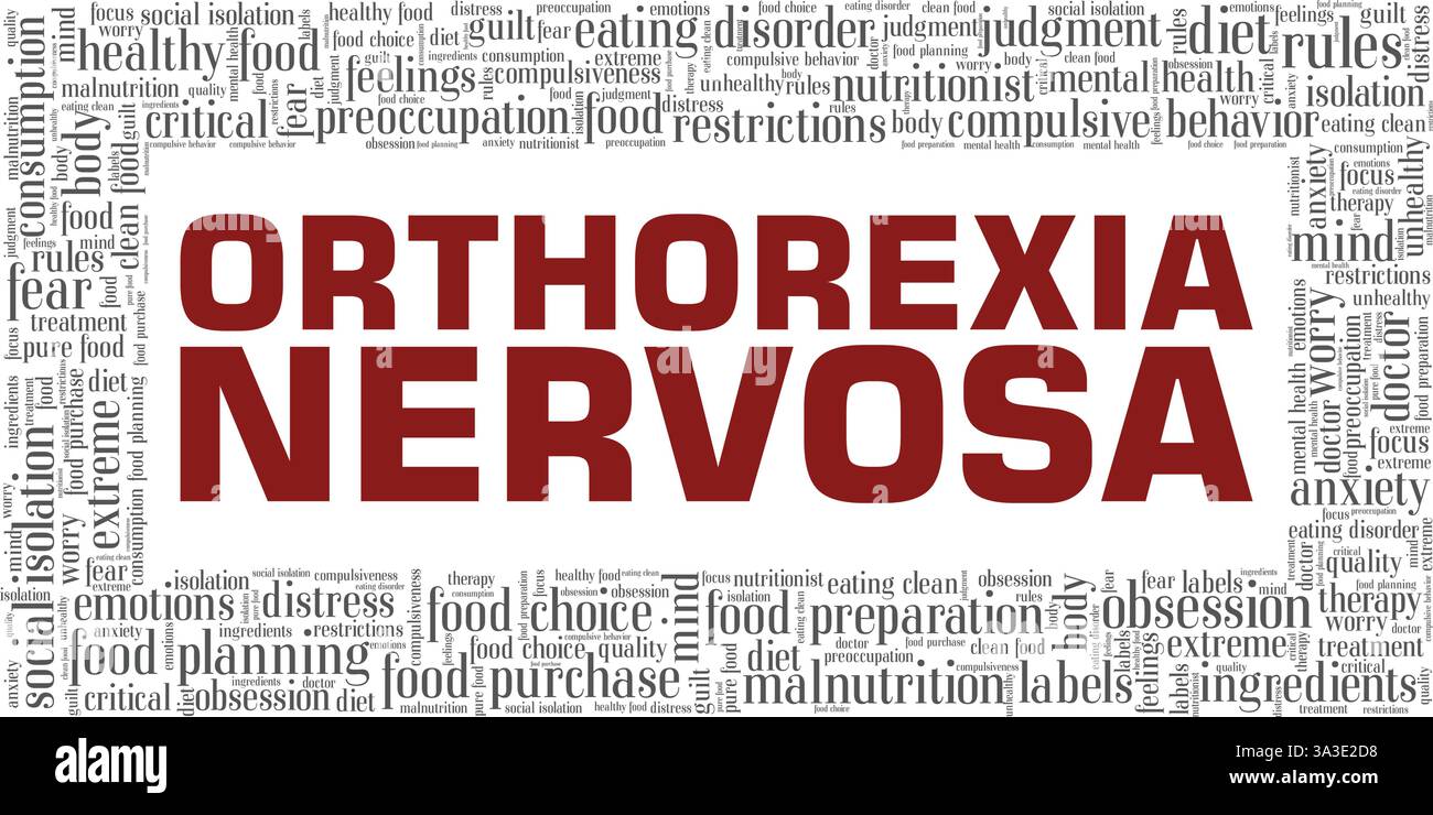 Orthorexia Nervosa vector illustration word cloud isolated on a white ...