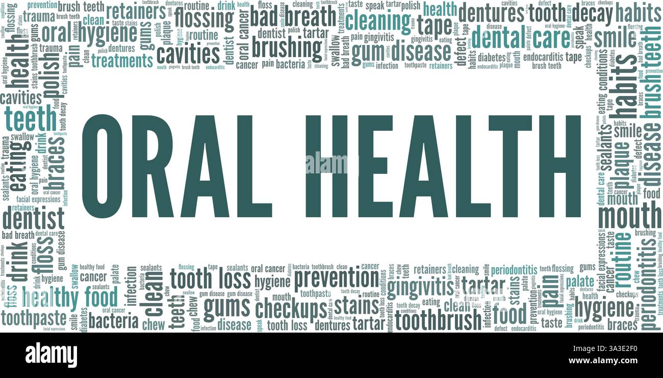 Oral Health vector illustration word cloud isolated on a white ...