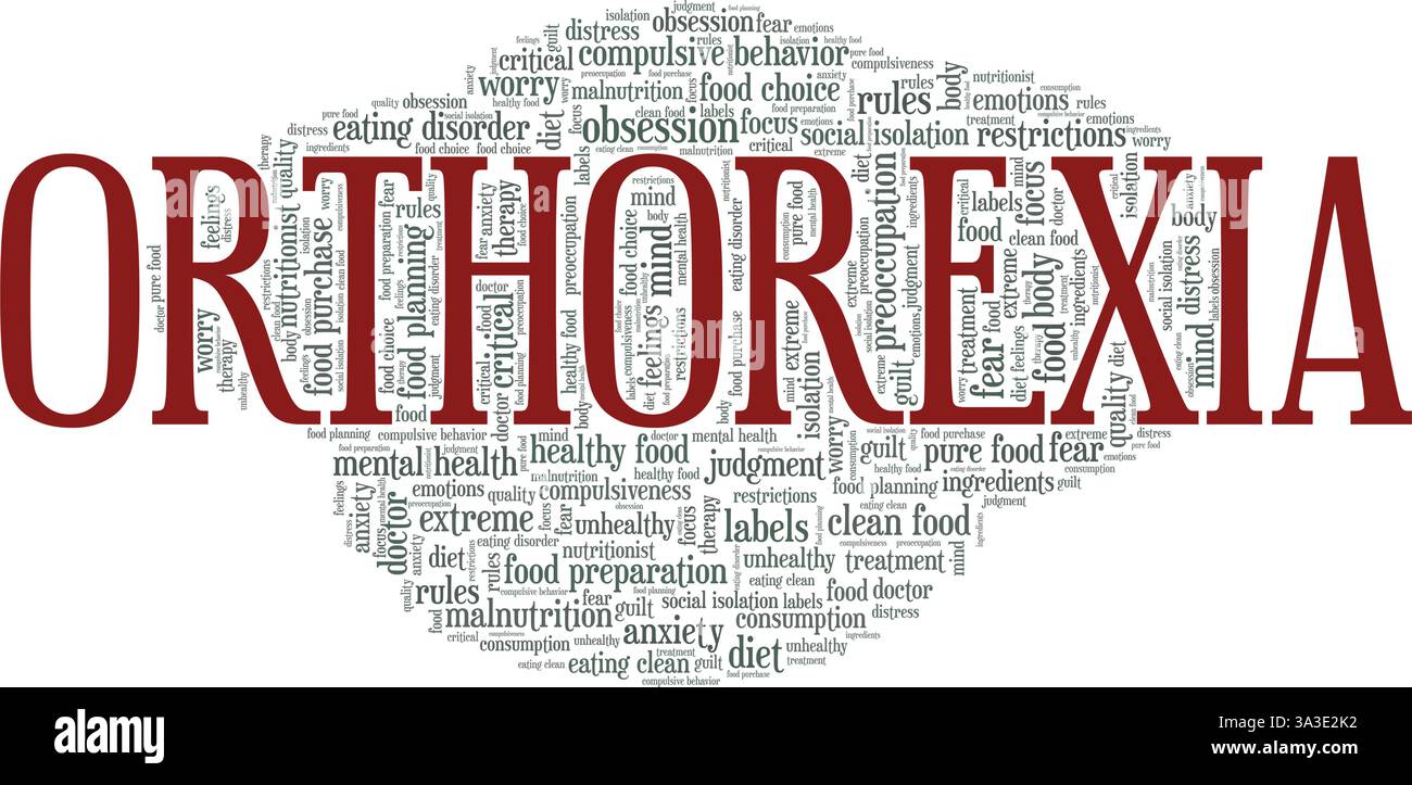 Orthorexia Nervosa vector illustration word cloud isolated on a white ...