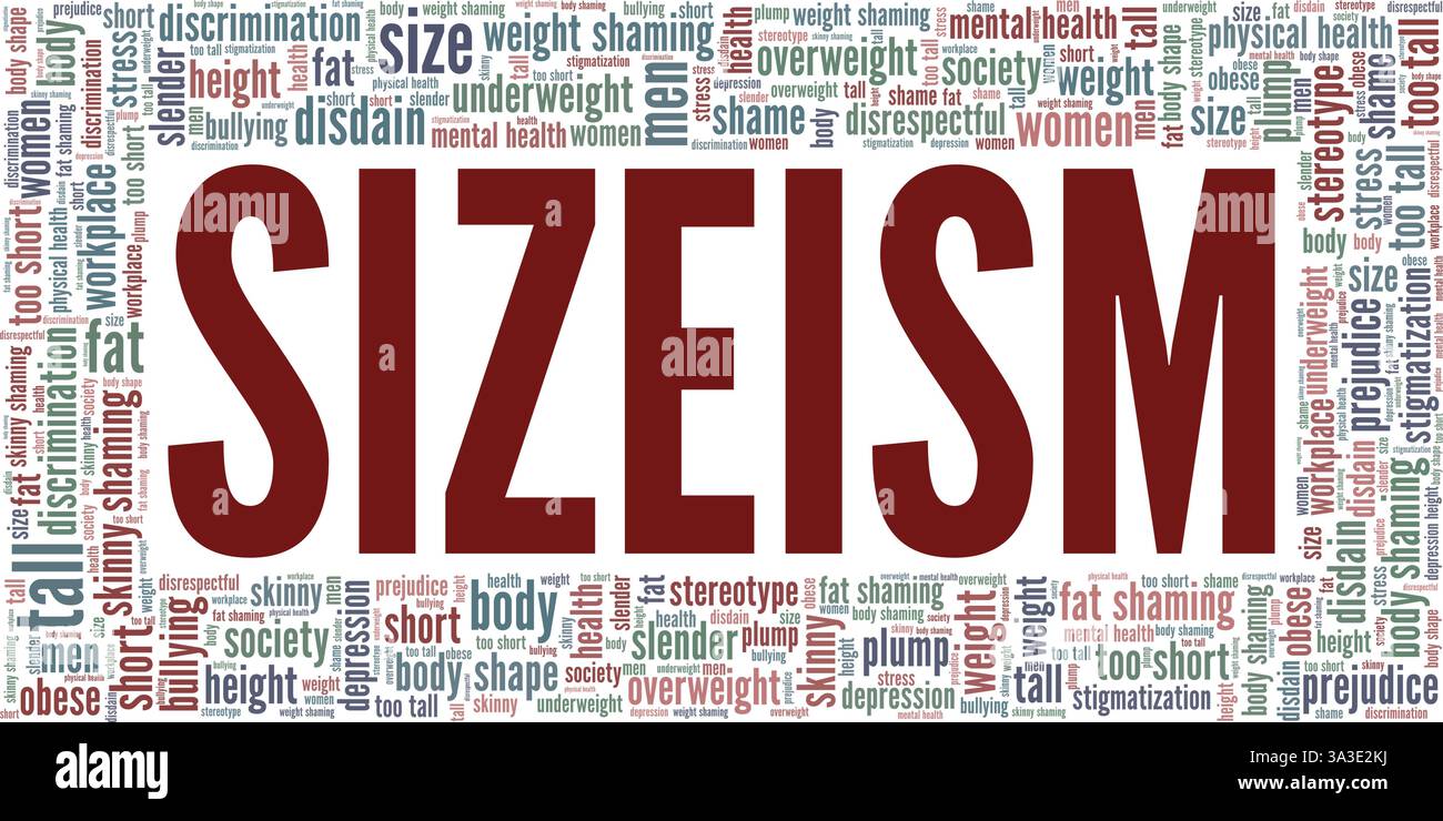 Sizeism vector illustration word cloud isolated on a white background ...