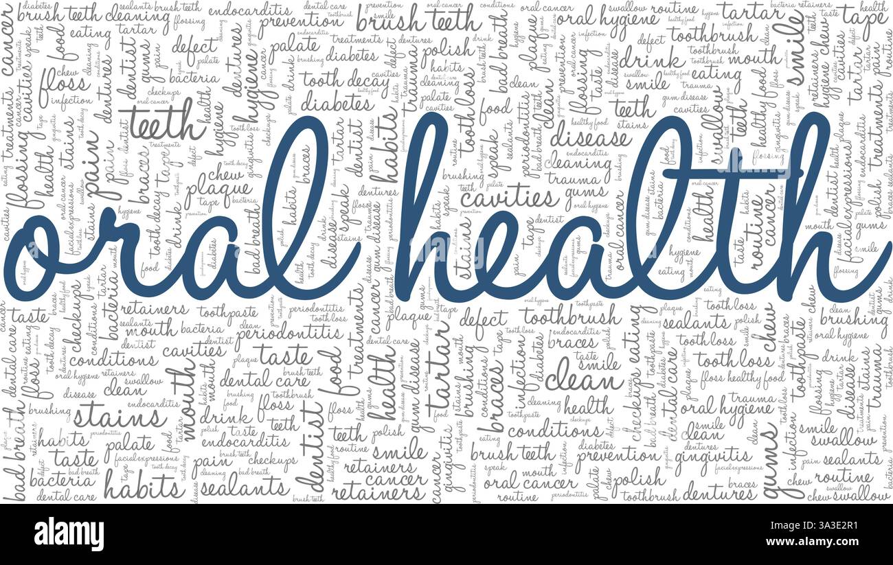 Oral Health vector illustration word cloud isolated on a white ...