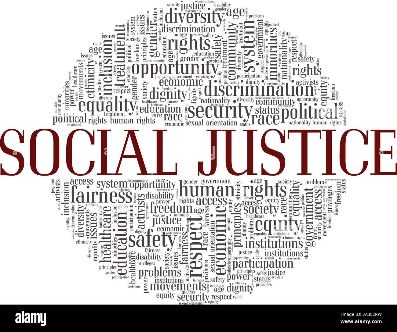 Social Justice vector illustration word cloud isolated on a white ...