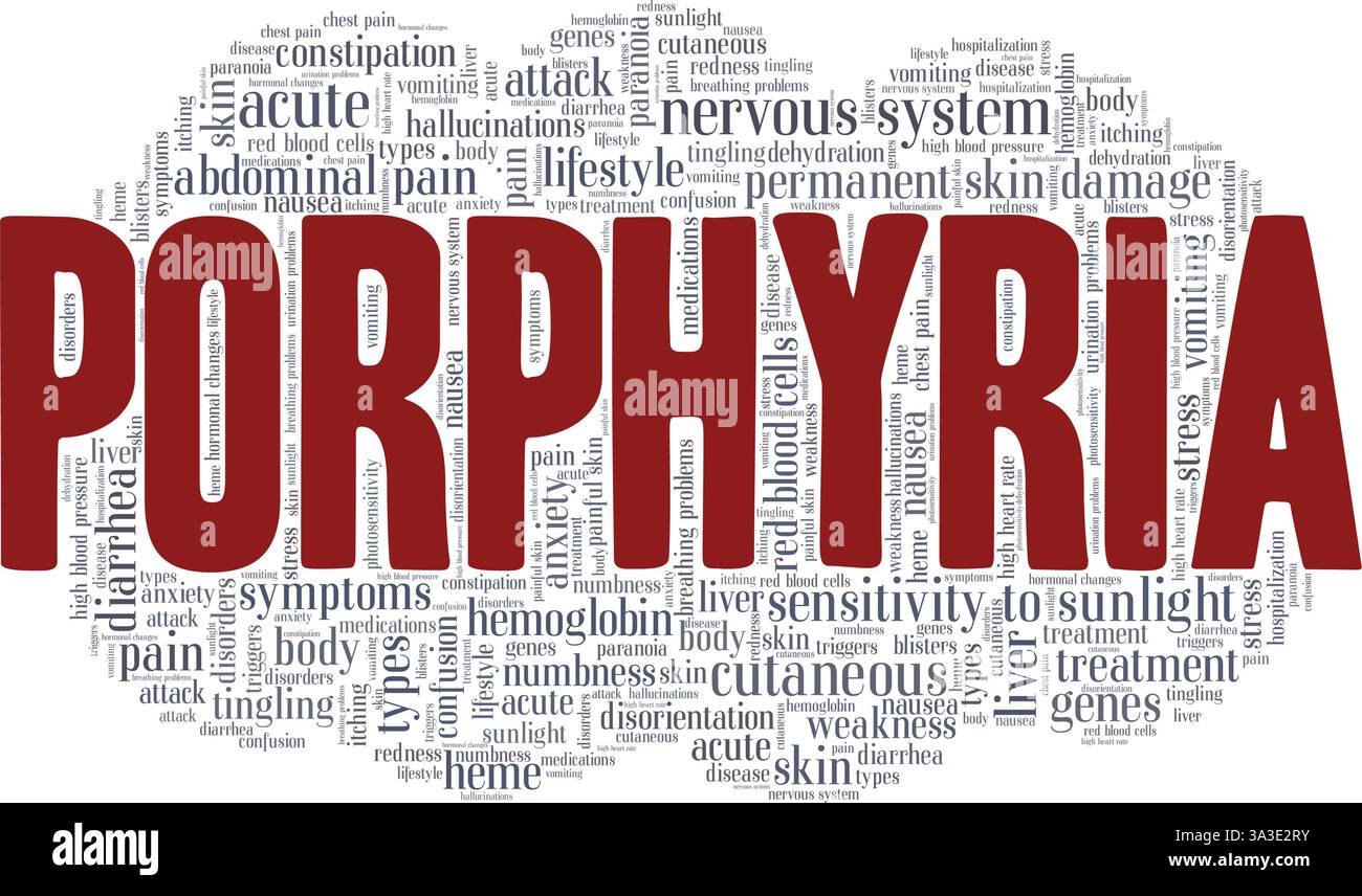 Porphyria vector illustration word cloud isolated on a white background ...