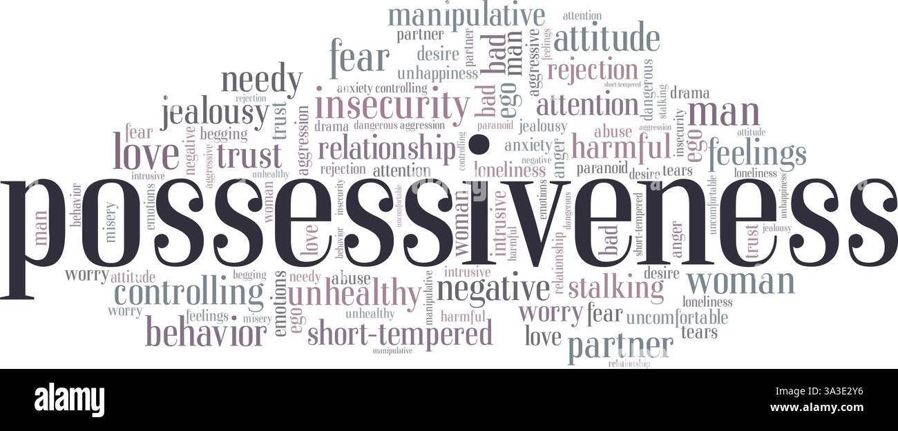 Possessiveness vector illustration word cloud isolated on a white ...