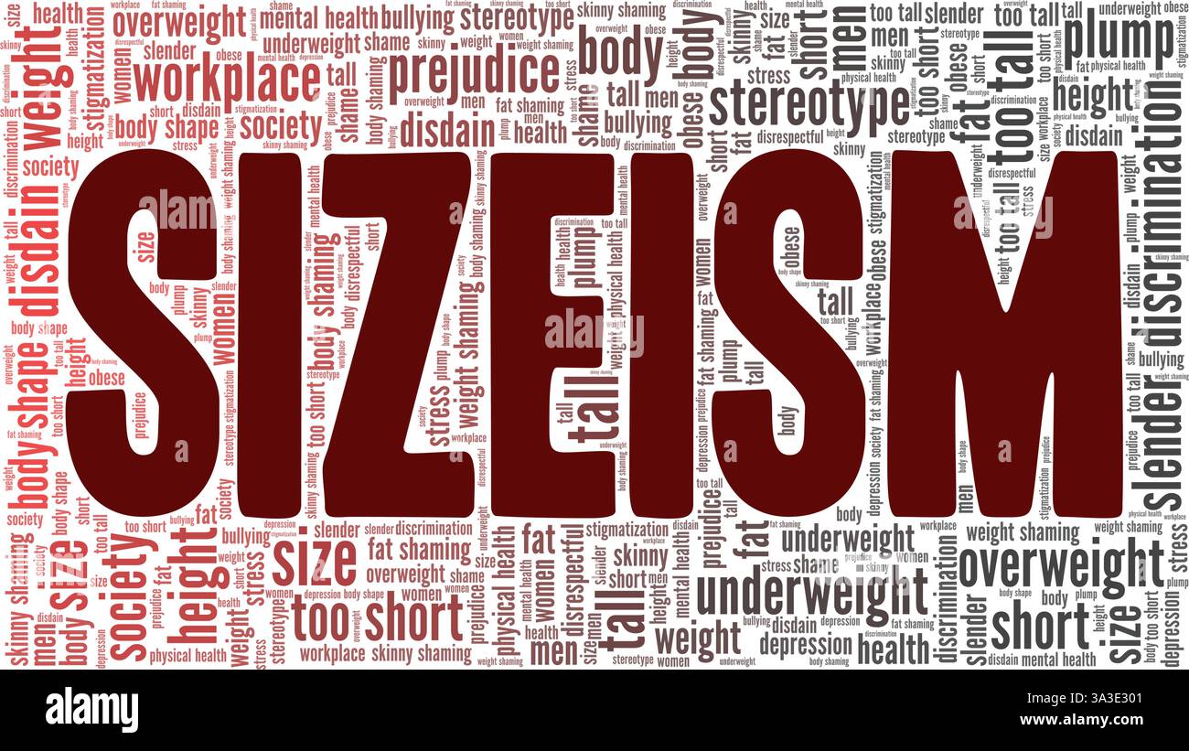 Sizeism vector illustration word cloud isolated on a white background ...