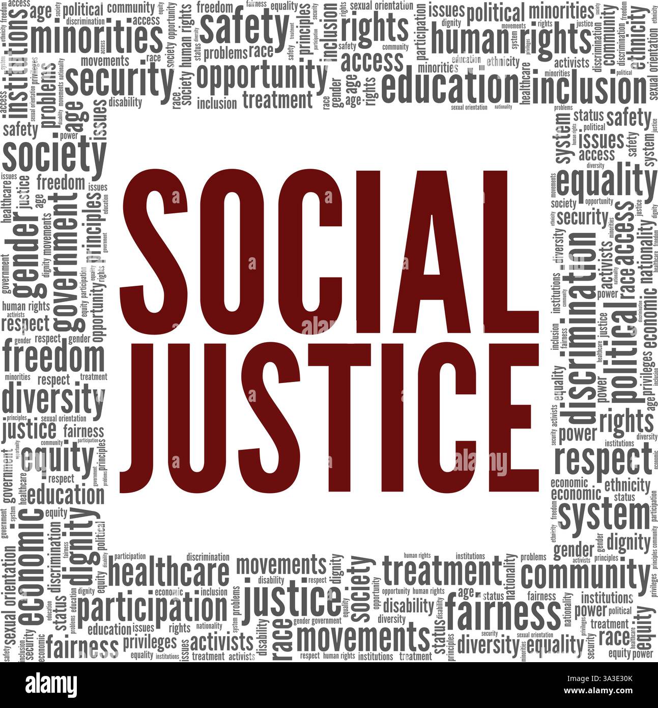 Social Justice vector illustration word cloud isolated on a white ...