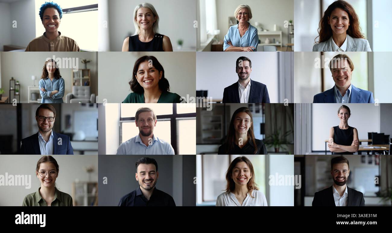 Lot of people staring at camera, collage view Stock Photo - Alamy