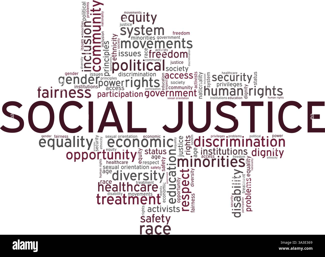 Social Justice vector illustration word cloud isolated on a white ...