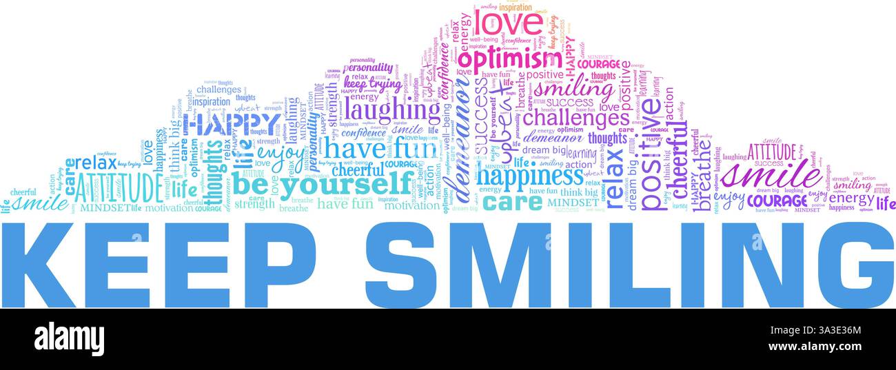 Keep Smiling motivational vector illustration word cloud isolated on ...