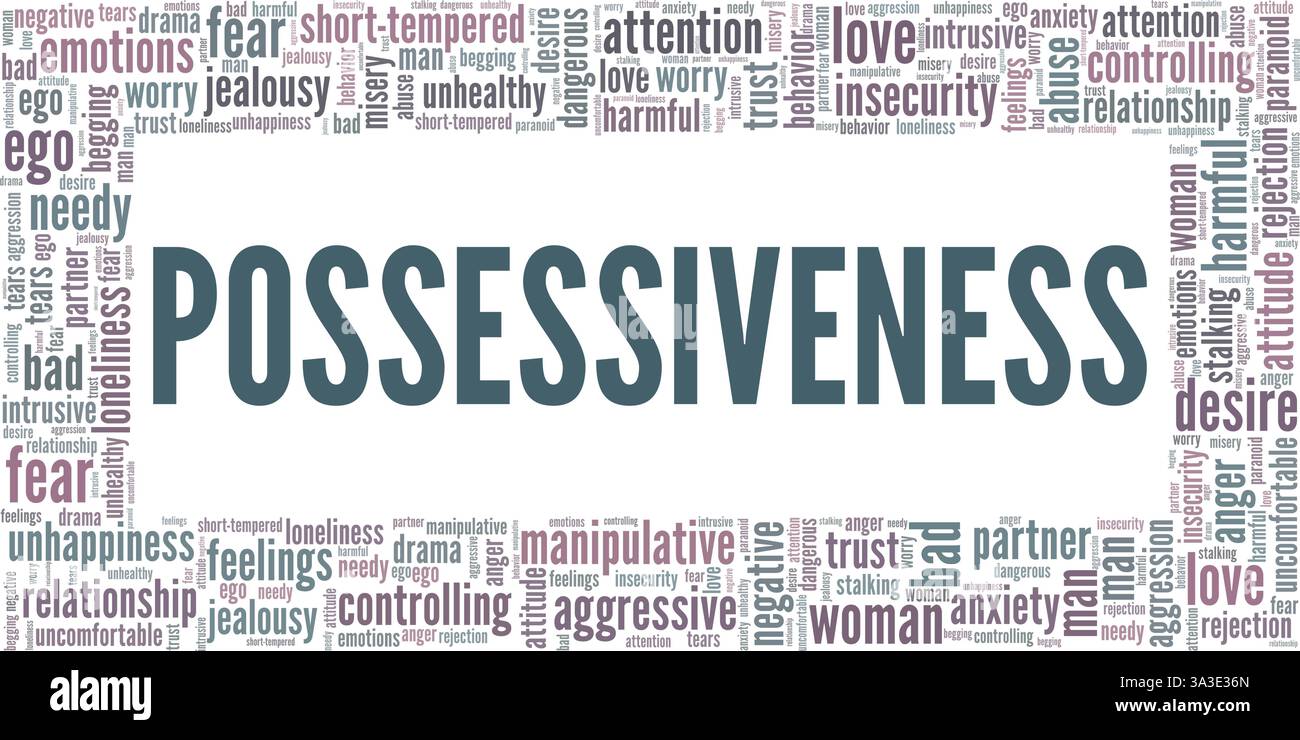 Possessiveness vector illustration word cloud isolated on a white ...