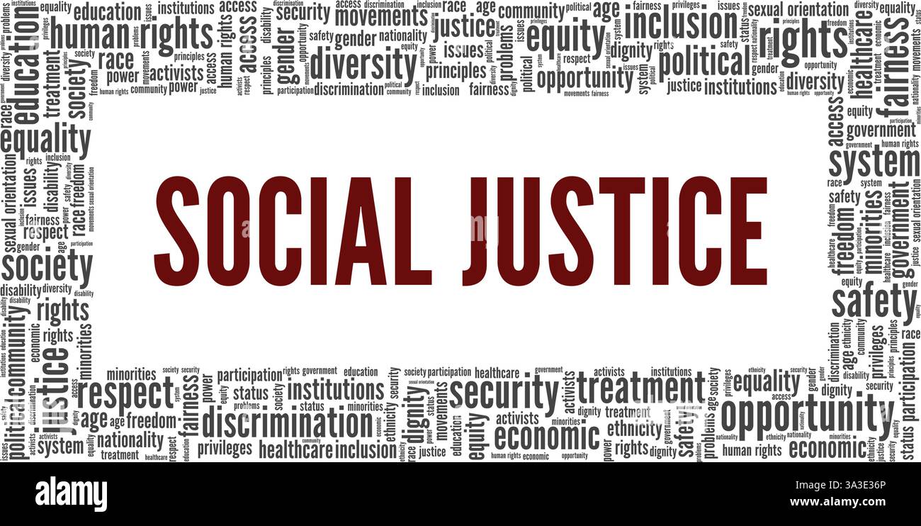 Social Justice vector illustration word cloud isolated on a white ...