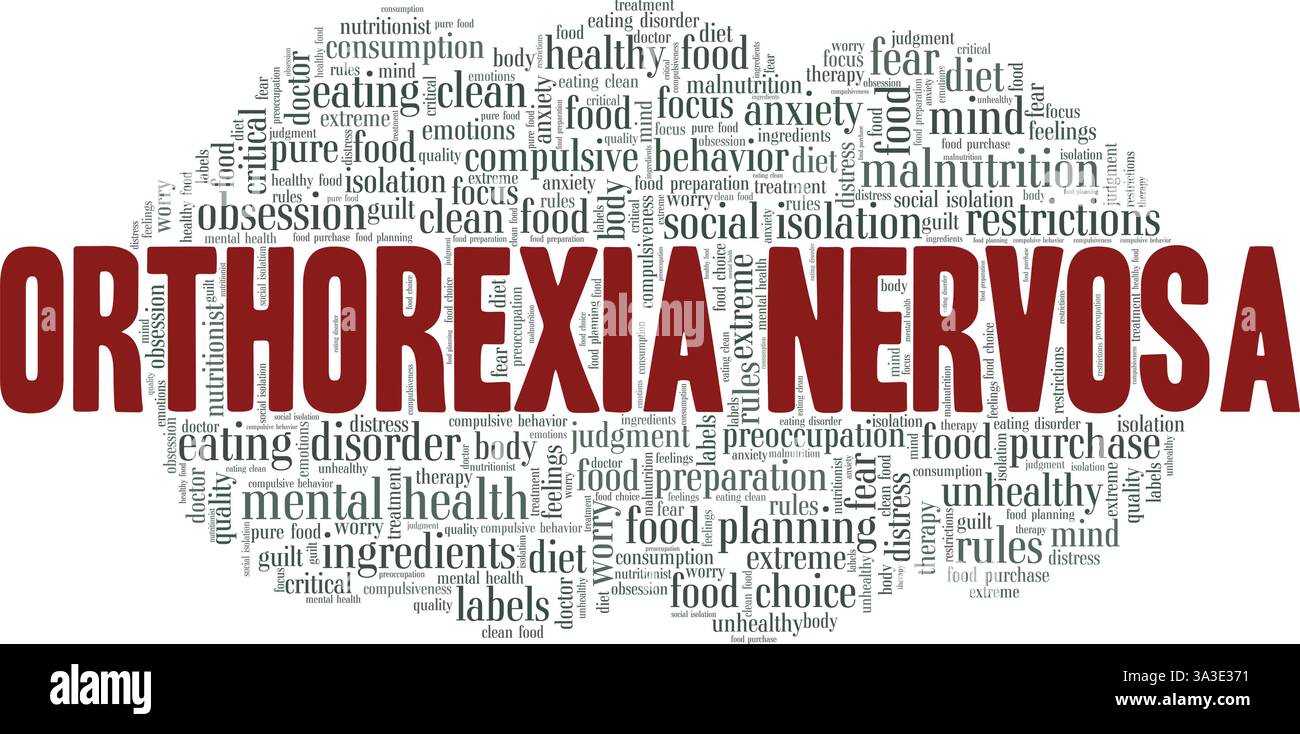 Orthorexia Nervosa vector illustration word cloud isolated on a white ...