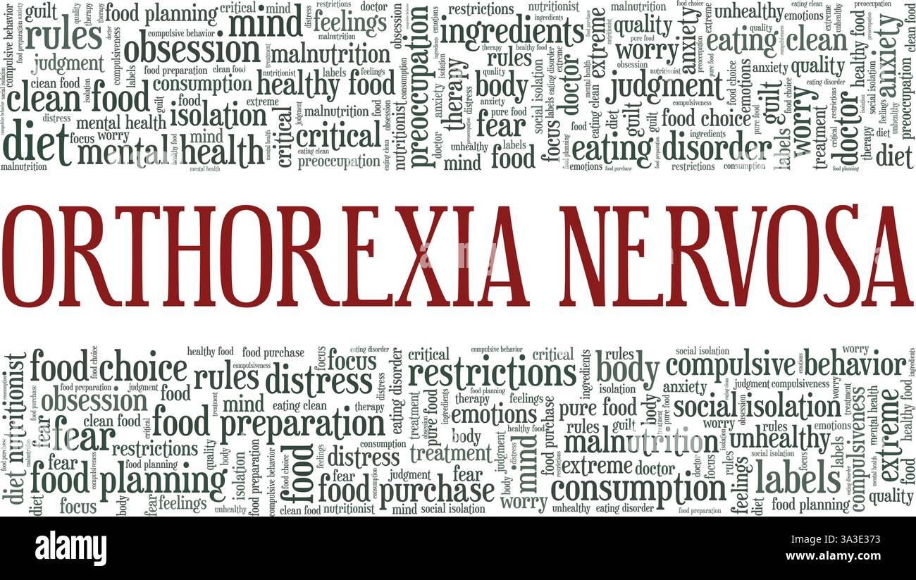 Orthorexia Nervosa vector illustration word cloud isolated on a white ...