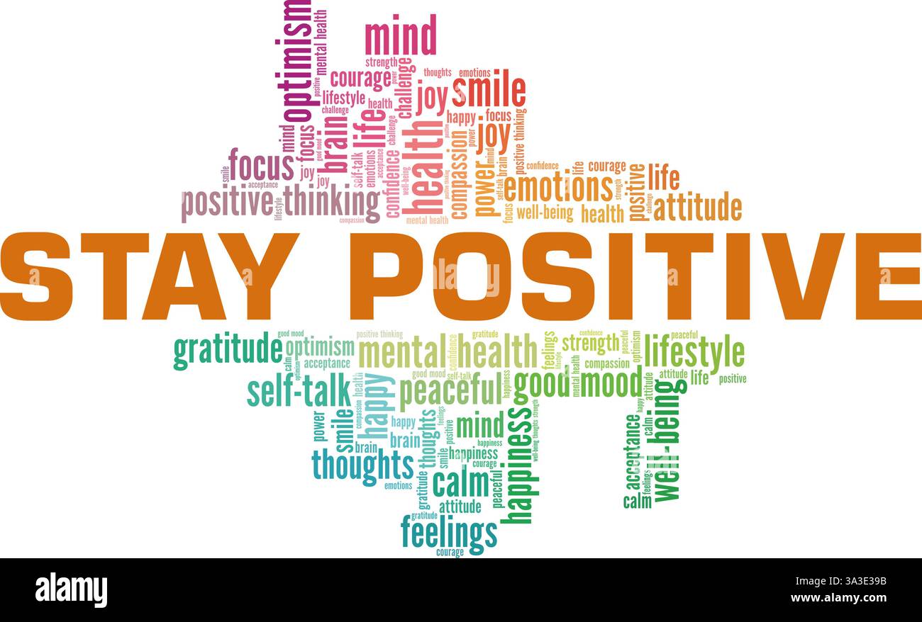 Stay Positive vector illustration word cloud isolated on a white ...