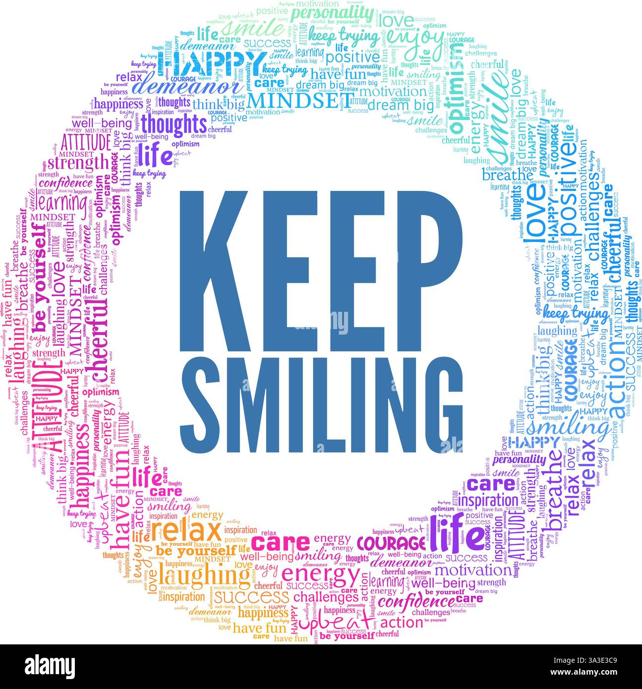 Keep Smiling motivational vector illustration word cloud isolated on ...
