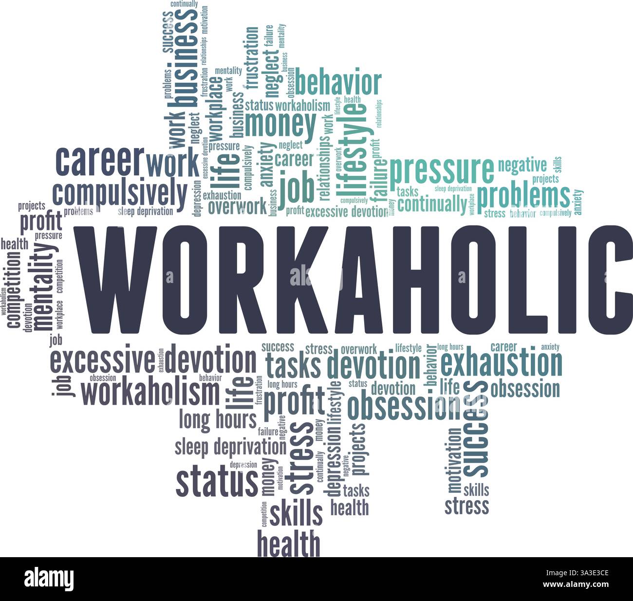Workaholic vector illustration word cloud isolated on a white ...