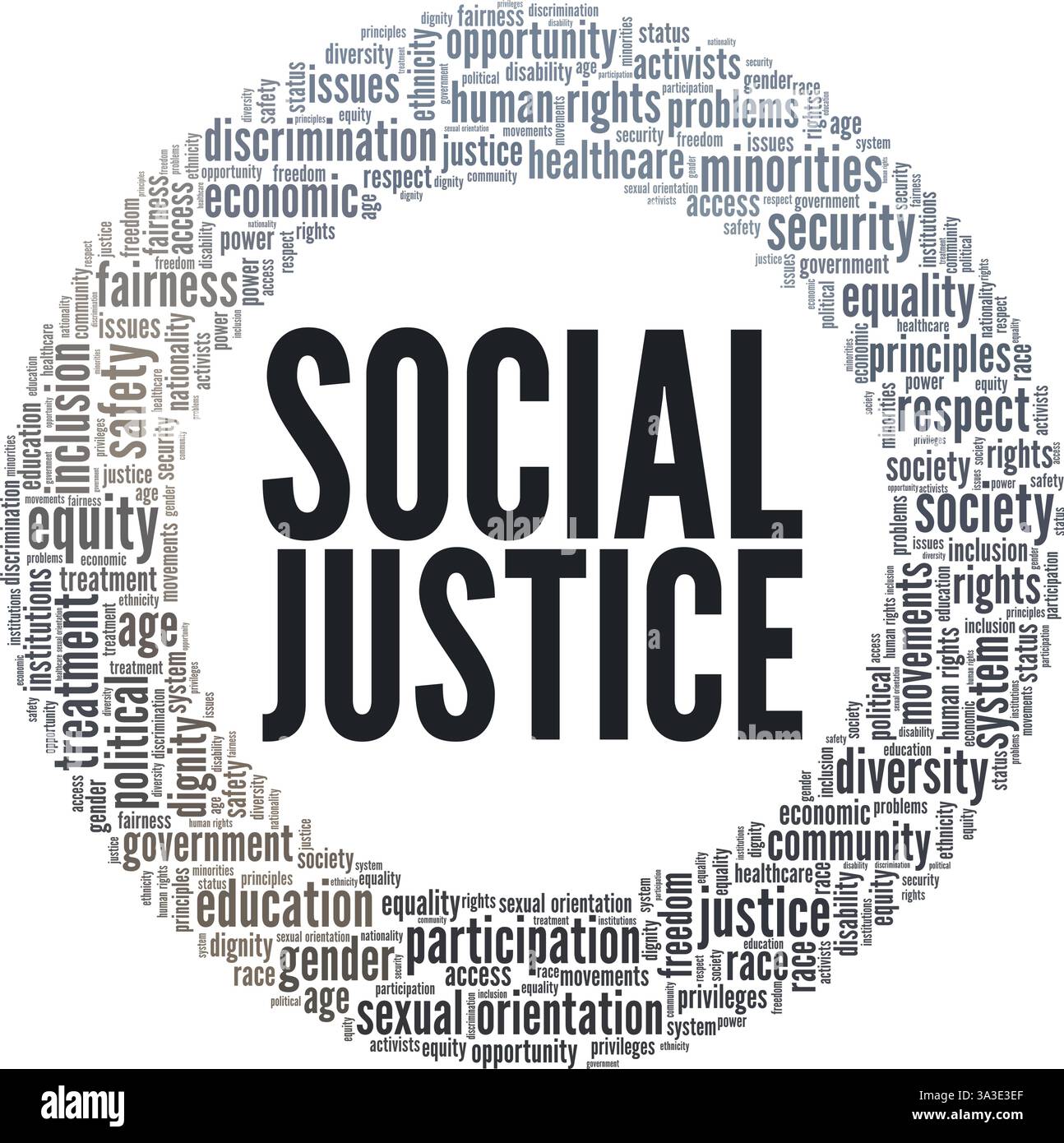 Social Justice vector illustration word cloud isolated on a white ...